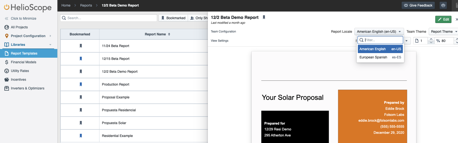 How to Define the Language of Your Report – HelioScope