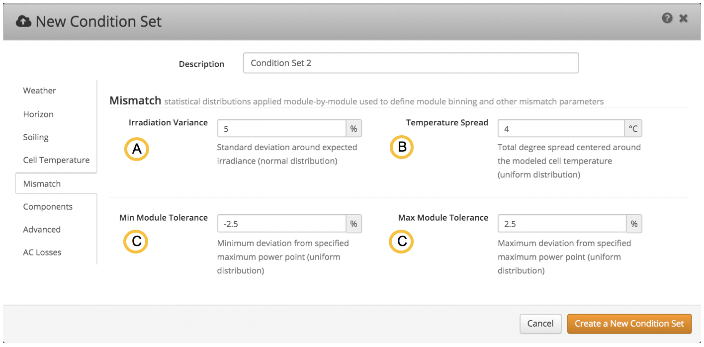 Condition Sets in Classic – HelioScope