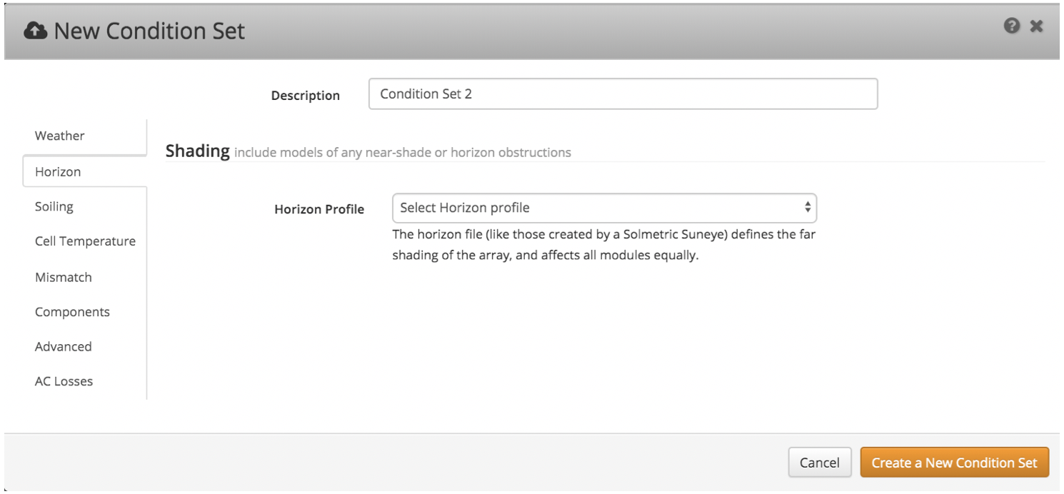 Condition Sets in Classic – HelioScope